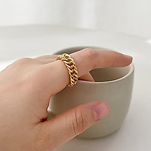Jana Winkle 6mm Minimalist 18K Gold Stainless Steel Rings Women Link Chain Ring Finger Rings