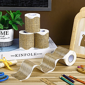 Qeeenar 262 Feet Burlap Scalloped Border Trim Bulletin Borders Stickers Self Adhesive Bulletin Board Borders Back to School Decoration for School Classroom Offices Wall Desks Windows Doors, 4 Rolls