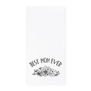 The Cotton & Canvas Co. Best Mom Ever Soft and Absorbent Kitchen Tea Towel, Flour Sack Towel and Dish Cloth, for Her