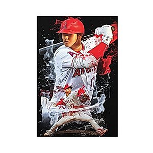 ChicReed Shohei Ohtani Poster Baseball Portrait Art Canvas Bedroom Wall Decor Print Picture Office Dorm Room Decor Gifts Unframe:16x24inch(40x60cm)