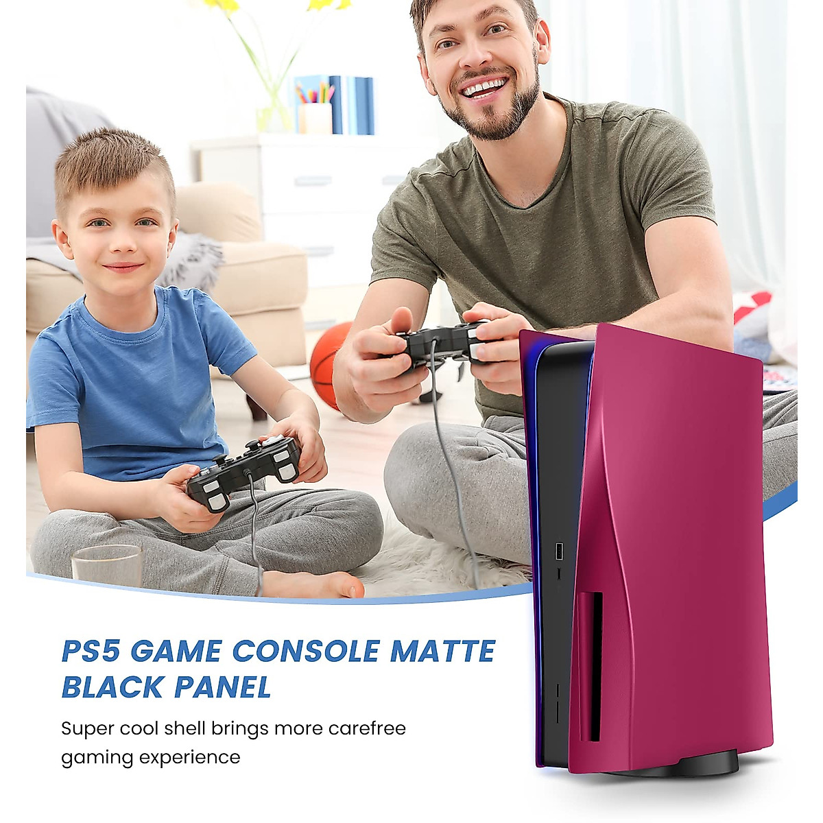 PS5 Faceplate Case PS5 Plate Cosmic Red Replacement Cover for Disc Playstation 5, Hard Shell Case Shockproof Side Plates Skin for PS5 Disc Version Console - Red