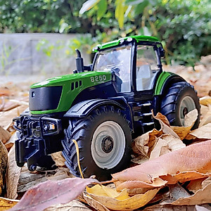 TGRCM-CZ 1:30 V-TRONIC 8250 Farm Tractor, Sound Toy Truck Tractor with Detachable Roof and Openable Engine Cover, Glide Forward Tractor Toys for Kids Boys Girls Outdoor Games, Green