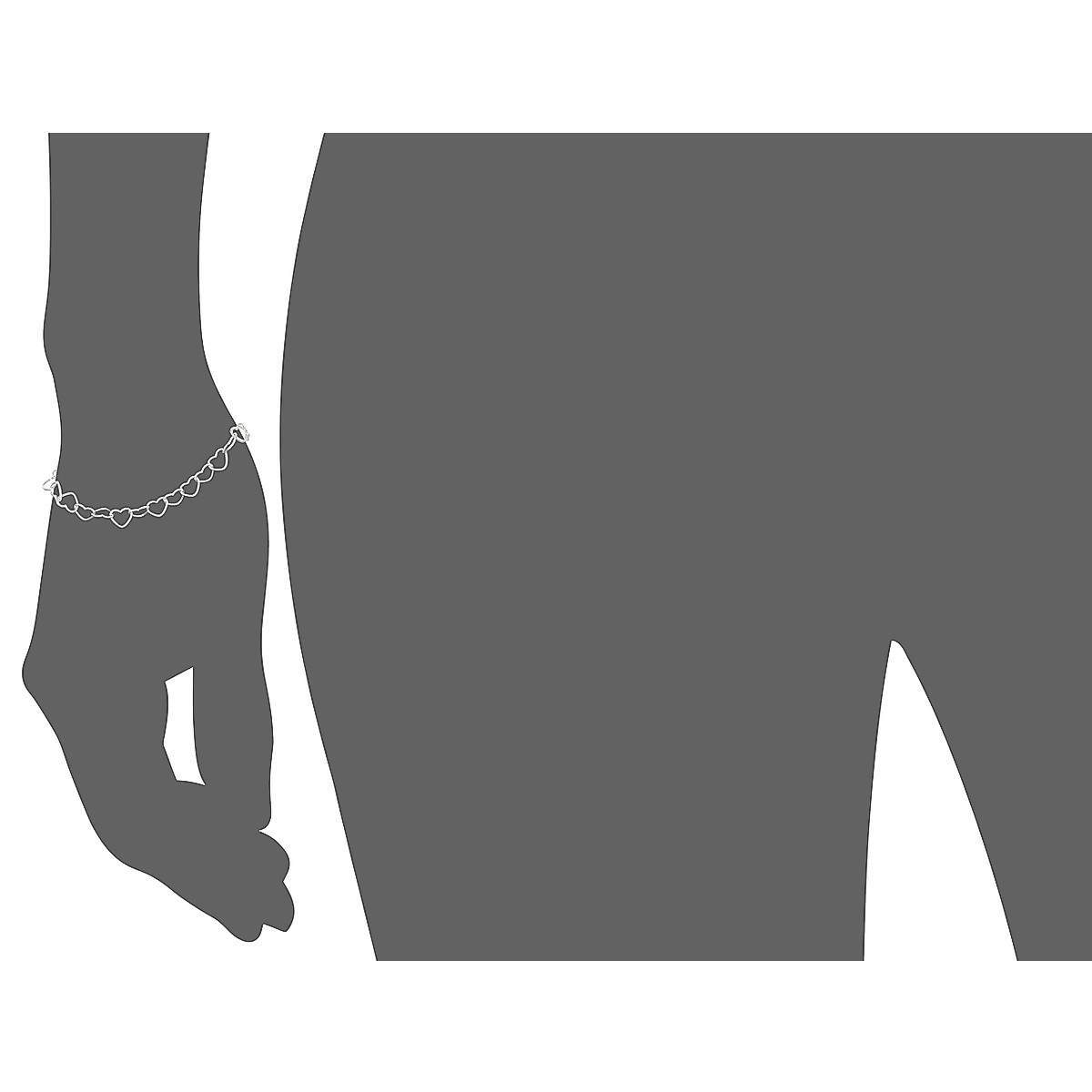 Amazon Essentials Sterling Silver 5.3mm Heart-Link Bracelet, 7.25' (previously Amazon Collection)