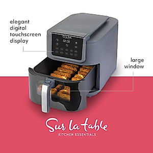 SUR LA TABLE KITCHEN ESSENTIALS 5-in-1 Compact 8-Quart Basket Air Fryer with Window for Easy Viewing, Digital Touchscreen Display with 10-Presets, Air Fry, Bake, Broil and Reheat in Minutes, 1500w