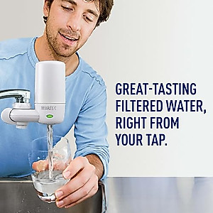 Brita Complete Faucet Mount Water Filtration System, BPA-Free Faucet Water Purifier for Sink, Filter Replaces 2,250 Plastic Water Bottles a Year, Lasts Four Months, Includes 1 System/1 Filter, White