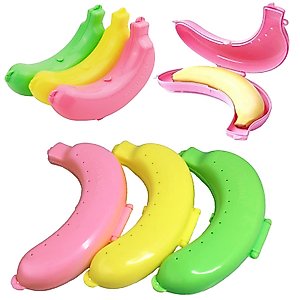 SHAIDOJIO 3Pcs Banana Case, Cute Banana Protector Storage Box, Portable Banana Holder for Lunch Boxes, BPA-Free Fruit Container for Outdoor Travel (3 Colors)