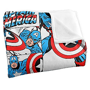 Marvel Captain America Blanket, 36"x58", Captain America Tiles, Silky Touch Super Soft Throw Blanket