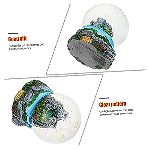 NOLITOY 1pc Great Wall Crystal Ball tablescape Decor Christmas Ornaments Chinese Decor Clear Snow Globe Crystal Snow Globe Nativity Snowglobe Tourist Attractions Crystal Ball Water Desktop