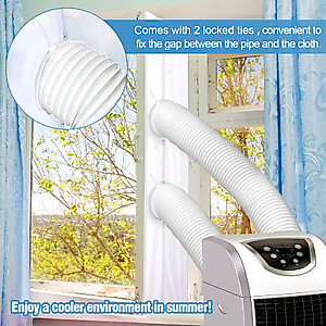 560CM/220" Universal Window Seal for Portable Air Conditioner- Casement Window AC Adapter Portable AC Window Cloth Seal Air Exchange Guards Kit with Zipper to Keep Indoor Cool for a Long Time(White)