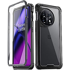 Poetic Guardian Case for OnePlus 11 5G 6.7" (2023) [20 FT Mil-Grade Drop Tested], Full-Body Hybrid Shockproof Bumper Cover with Built-in Screen Protector, Black/Clear