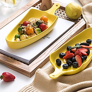 Bruntmor Pre-Seasoned 5" Matte Ceramic Cast iron Skillet Look Serving dessert Appetizer Plates, Dishwasher and Oven Safe, Dinner Set of Skillet - Set of 4 (Yellow)