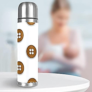 Stainless Steel Leather Vacuum Insulated Mug Christmas Cookies Thermos Water Bottle for Hot and Cold Drinks Kids Adults 16 Oz