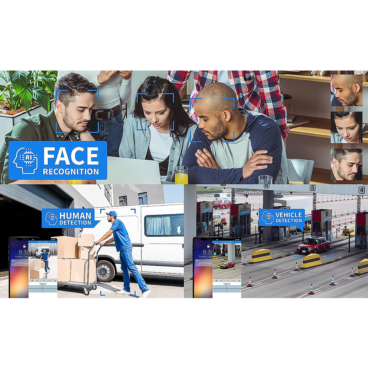 GW 4K Outdoor/Indoor Face Recognition/Human/Vehicle Detection Security Camera System, 32 Channel 8MP PoE NVR, 32 x 4K UltraHD Smart AI IP Microphone Bullet Camera, 24-7 Video & Audio Recording