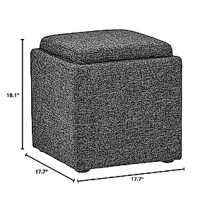 Amazon Brand – Rivet Ross Modern Tweed Lift-Top Storage Ottoman Pouf, 17.7"W, Caviar