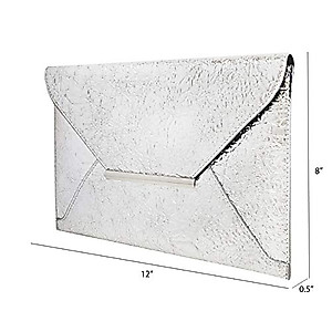 JNB Crushed Metallic Envelope Clutch, Silver