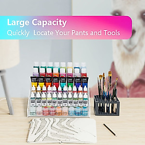 ARFETIGO 6 Layer Acrylic Paint Organizer&Paint Brush Holder Snap-on Design Easy Assembly Paint Storage Rack for Acrylic Craft Hobby Miniature Model Light Paint Can Storage (Grey)