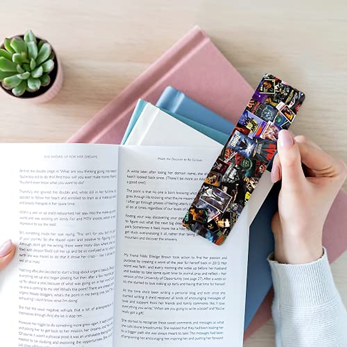 Bookmarks Ruler Metal Scary Bookography Movie Measure Collage Tassels Bookworm for Markers Gift Bookmark Bibliophile Reading Christmas Ornament Book