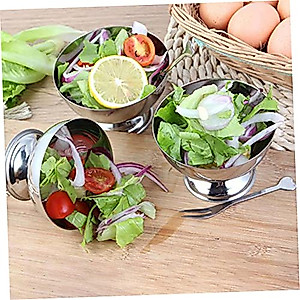 Abaodam 2 pcs Snack Bowl Reusable Tiramisu Footed Glass and Sauce DIY Cm Trifle Cup Ice Steel Wedding Appetizer Meal Bulk S/Parfait Pudding Foot Plate Prep Condiment Mixing Practical