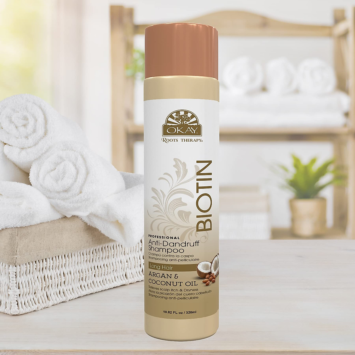 Roots Therapy Biotin, Argan&Coconut Professional Anti-Dandruff Shampoo Controls&Relieves Irritation&Flakes Of Scalp Effective,Fast-Acting Dandruff Relief Sulfate,Silicone,Paraben Free For All Hair Types and Textures Made in USA 10.82oz