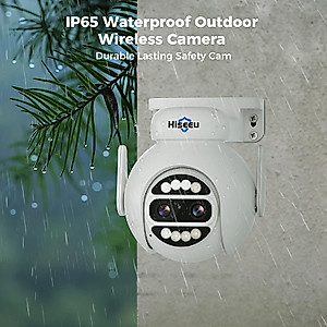 Hiseeu 4MP Security Camera,10X Zoom Dual-Lens Security Wireless Camera, 2 Ways Audio/ IP65 Waterproof,PTZ Outdoor Surveillance Camera Compatible with Alexa/Wireless Cameras System