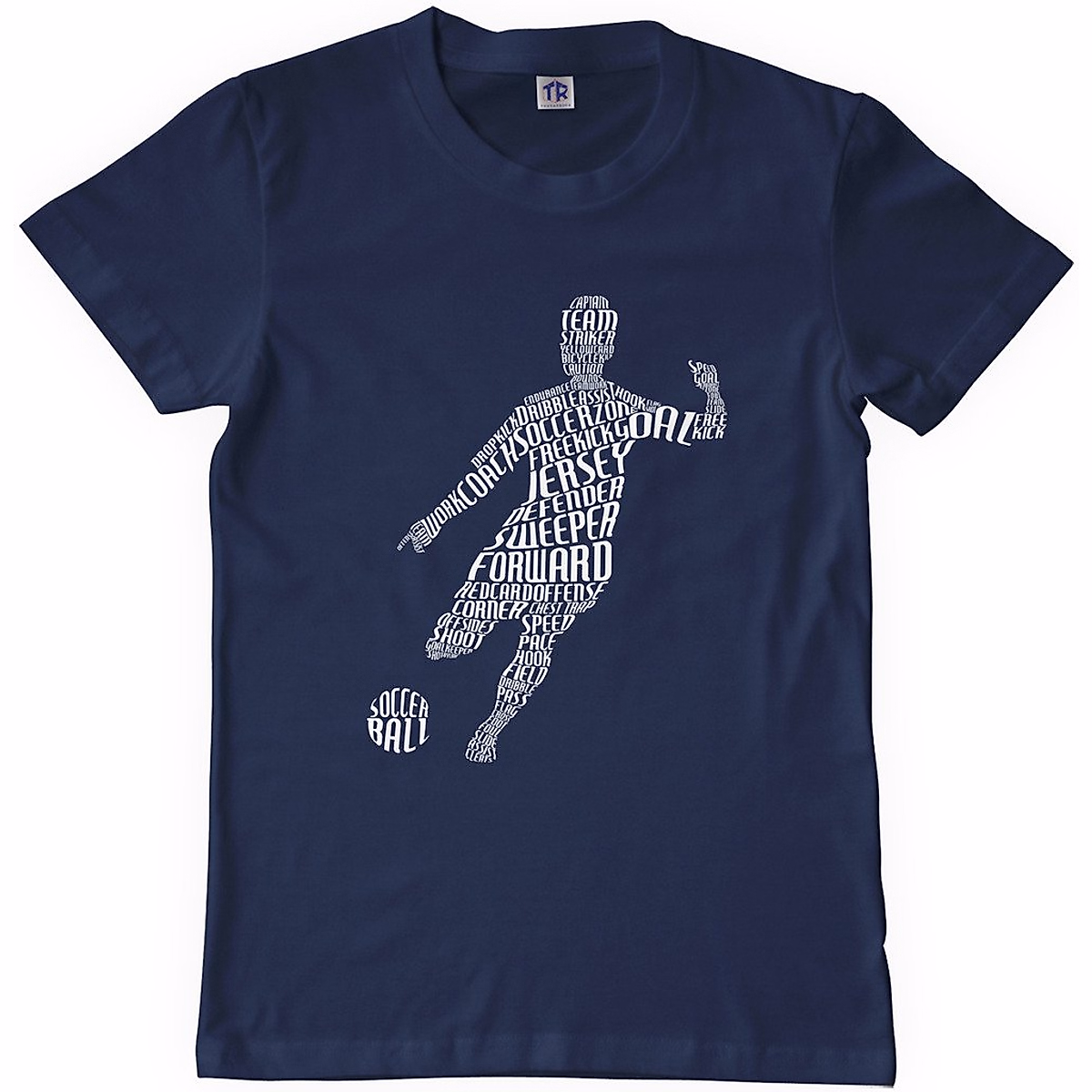 Threadrock Big Boys' Soccer Player Typography Youth T-shirt L Navy