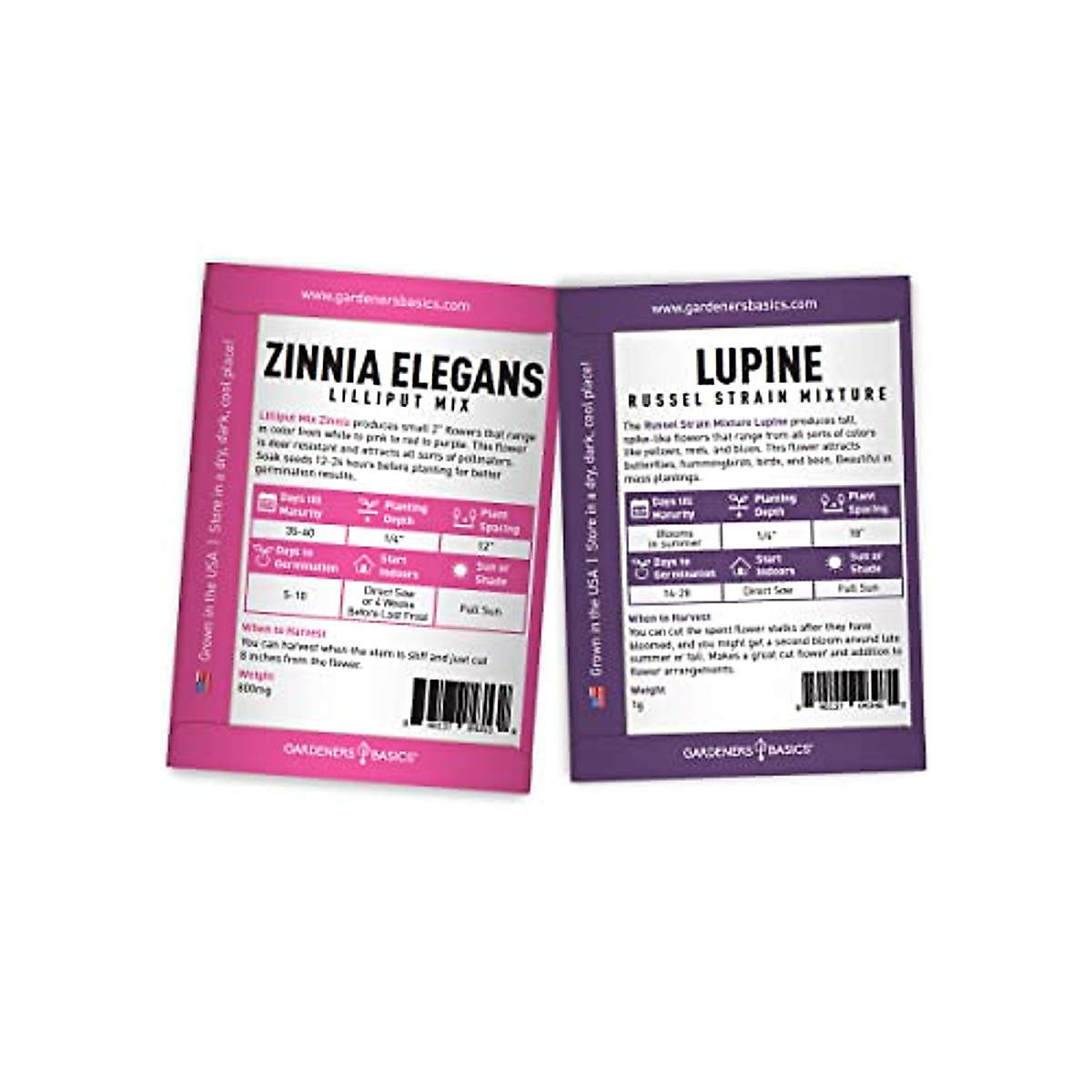 Hummingbird Seeds for Planting Outdoors Flower Seeds (5 Variety Pack) Zinnia, Foxglove, Lupine, Morning Glory, Snapdragons Varieties for Bees, Pollinators Wildflower Seed by Gardeners Basics