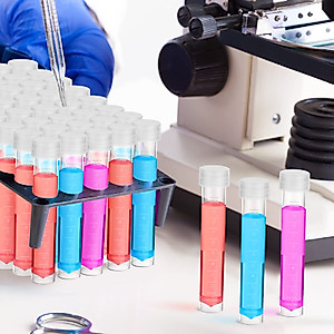 Kanayu 100 Pcs 10ml Plastic Test Tubes with Lids Vial Seal Cap Container Small Storage Tubes with Caps Clear Test Lab Tubes with Silicone Sealing Ring for Science Experiments Sample Water Liquid