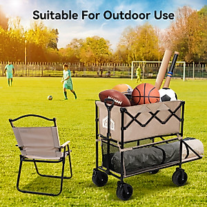 Vibemo Wagon Cart, 400L Foldable Double Decker Wagon, 450lbs Heavy Duty Garden Cart, Extra-Long Extender, Large Capacity, All Terr ain Big Wheels Collapsible Wagon for Camping, Sports, Shopping