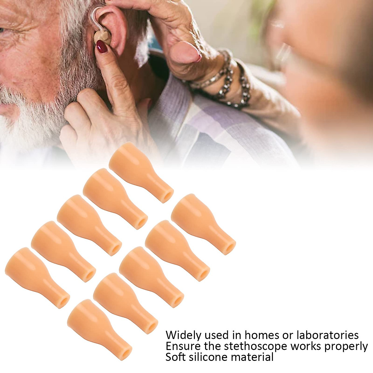 Hearing Test Stethoscope Tube Adapter, 10 Pieces Silicone Tube Adapter Spare Part Accessory Spare Part Accessory for Hearing Test Stethoscope for Hearing