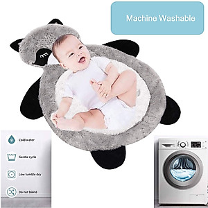 Little Grape Land Baby Play Mat for Floor, Tummy Time Mat Newborn Raccoon Themed, Activity Gym Play Mat for Babies Toddlers Infants