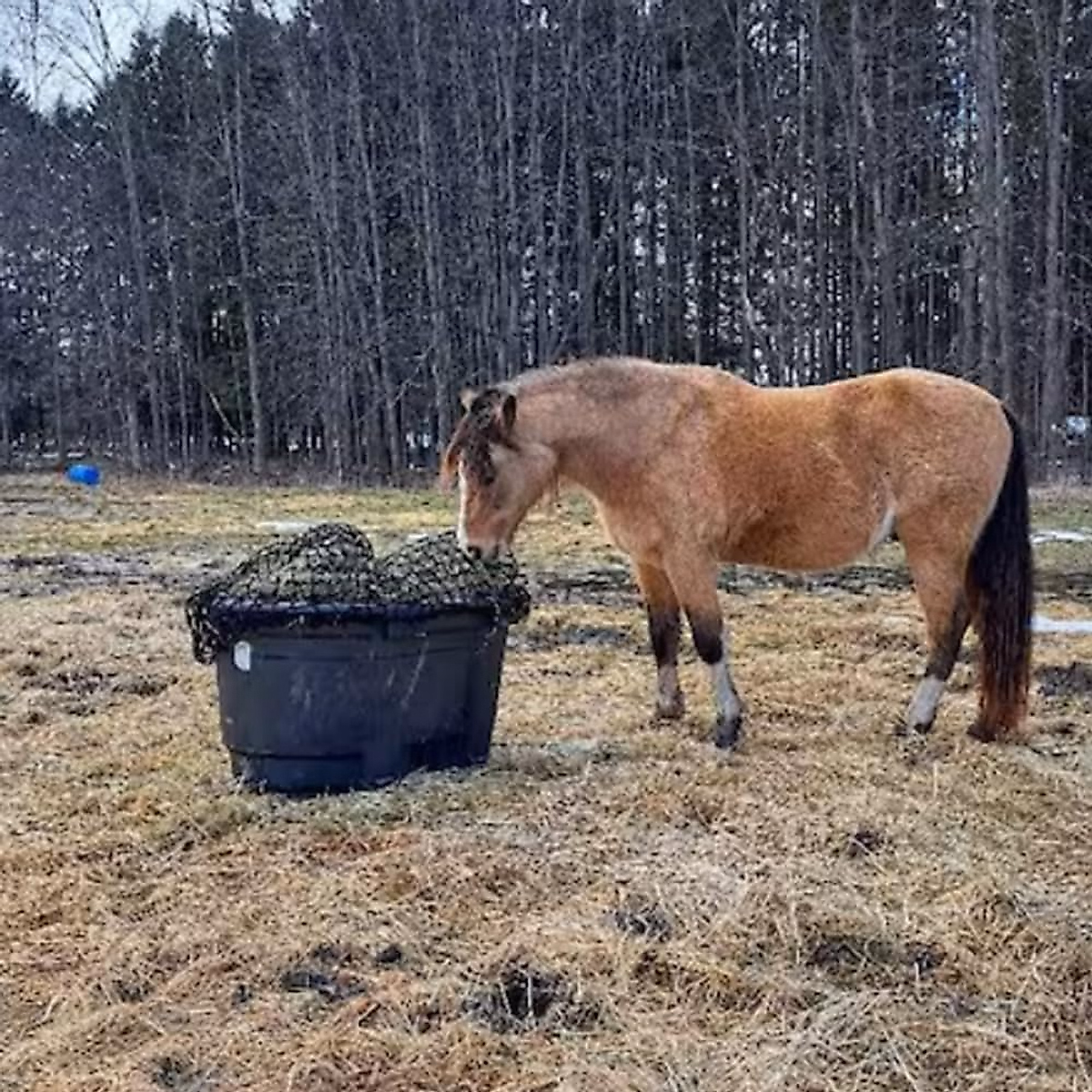 YardJoyliz Stock Tank Hay Net for 100 Gallon-150 Gallon Stock Tank Heavy Duty 1-4/7" Holes Slow Feed Hay Net, Black