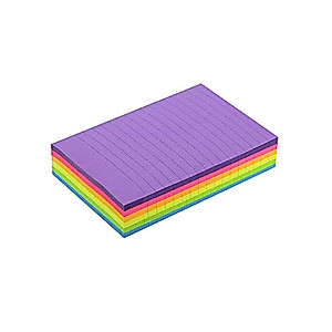 Early Buy Lined Sticky Notes with Lines 4x6 Self-Stick Notes 6 Bright Color 12 Pads, 50 Sheets/Pad