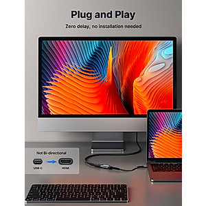 JSAUX USB C to HDMI Adapter, 4K USB Type-C to HDMI Female Adapter [Thunderbolt 3 Compatible] for iPhone 15 Pro, MacBook Pro/Air, Surface, Samsung Galaxy S21 S20 Ultra S10 S9 S8, Dell XPS 15-Grey