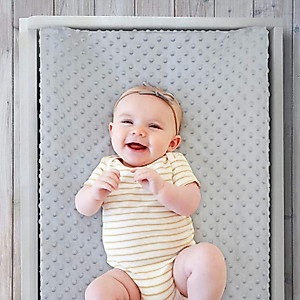 The Peanutshell Plush Minky Changing Pad Covers for Baby Boys or Girls | 2 Pack Set in Unisex Grey & White