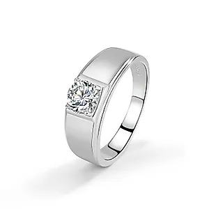 Dankadi Noble Men & Women Solid 925 Sterling Silver Ring Glittering 5A Cubic Zircon Inlaid Wedding Ring - index finger or Ring Finger Sizes 7-13# Fashion Jewelry Gift Party Accessories (13)