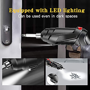 Electric Screwdriver 47pcs Cordless Screwdriver 3.5N.m Power Screwdriver, 3.6V Cordless Drill Screwdriver Rechargeable with Led Light, Deformation Handle (Large)
