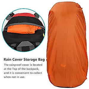 Esup 70L Hiking Backpack Camping Backpack Backpacking Backpack, Mountaineering Backpack with 65L+5L Rain Cover (Red)