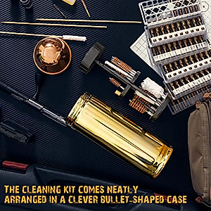 Wild Shot Deluxe Gun Cleaning Kit with Registered Trademarked Aluminum Bullet Shaped Storage Case, Cleaning Tools to Effectively Maintain Handguns, Shotguns and Rifles.
