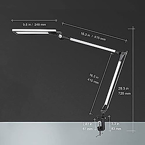 EPMANN Lamp Foldable Long Arm LED Desk Lamp Dimmable Touch Control Work Light Eye Protection Architect Desk Lamp, 4 Lighting Modes & 6 Brightness Levels Bed Lamp (Color : Silver)