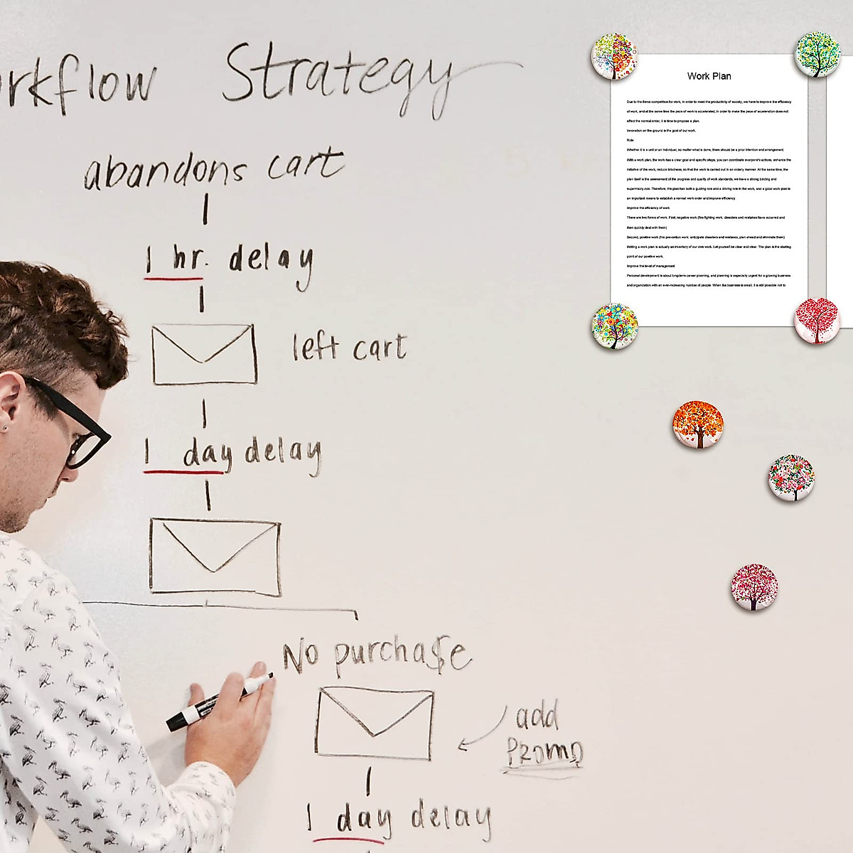 12Pcs Glass Fridge Decorative Magnets - Tree of Life Refrigerator Glass Magnets for Office Whiteboard and Household Cabinet Decoration, Strong Magnetic Power to Perfectly Hold Photos and Documents