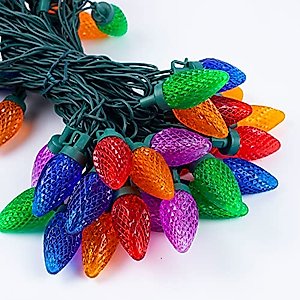PARKIM C9 Christmas Lights Outdoor 50 LED Multicolor Strawberry Waterproof String Lights Xmas Tree Indoor Decoration Plug in 34.5 Feet Used for Home Festive Courtyard Patio Garden(Multicolor)