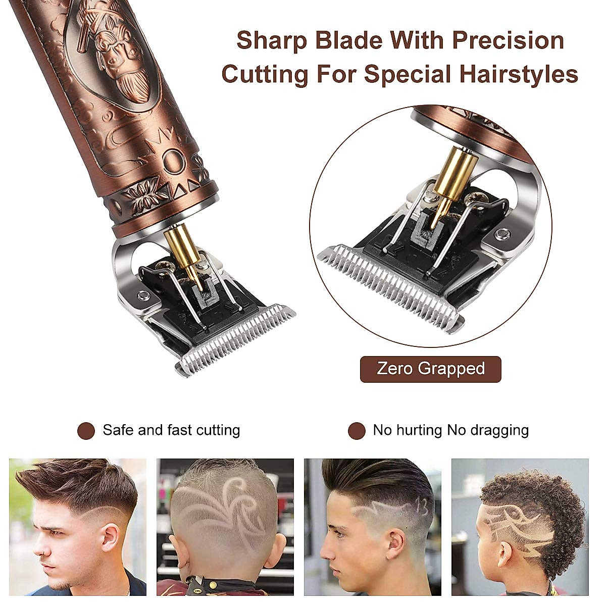 Professional Mens Hair Clippers, Beard Trimmer Barber Hair Cut Grooming Kit, Zero Gapped Trimmers, Hair Clippers for Men, Rechargeable Close Cutting T Blade Trimmer for Men Barbers Trimmer