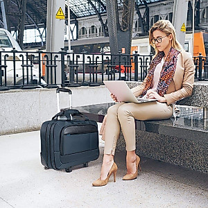 MOBILIS 14-17 inch PC Wheeled Case/Case/Travel Short Lounge Bag, Water-Repellent Material, Navy Blue