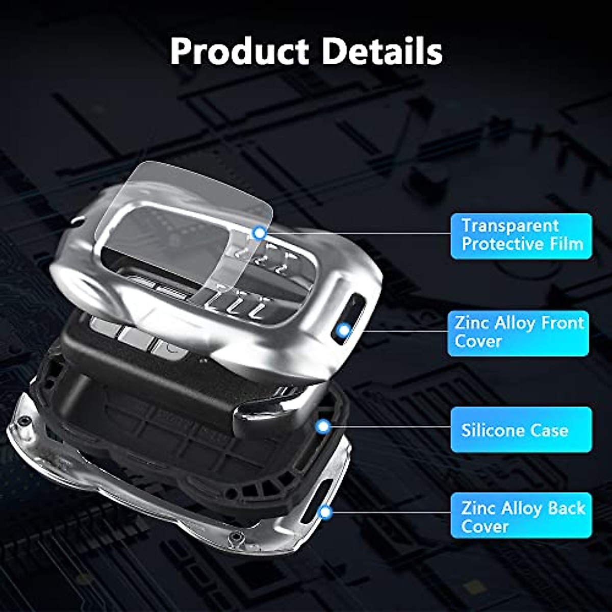 YFRAUTO Key Fob Cover for Honda Car Smart Key Case Full Protection Covers with Key Chain Ring Metal Silver for Honda Civic Accord CRV Pilot HR-V Odyssey Passport