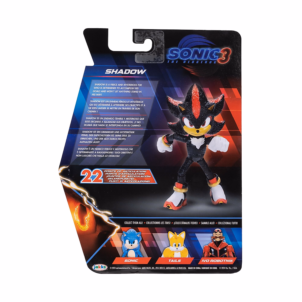 Sonic The Hedgehog Sonic 3 Movie Action Figures 5-Inch Shadow Collector Toy Figure, Highly Articulated for Boys Girls - Officially Licensed 3 Movie Product