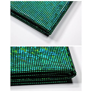 Yutone Stretch Knit Fabric 57inch Wide Decoration, Apparel, Costume Sewing Quilting Apparel Crafts Décor by Yard (Iridescent Hologram Green 1Yard)