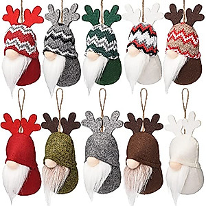 10 Pcs Christmas Tree Hanging Gnomes Ornaments, Elk Swedish Handmade Plush Gnome Santa Elf Walls, Stairs, Windows Hanging Home Decor Holiday Decorations