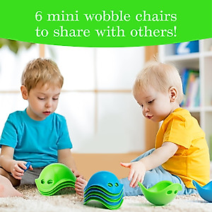 Goji Baby Mini Stackable Toys - 6 Pack Wobble Toys - Educational Sensory Toys for Toddlers - Perfect for Elementary School Students, Classrooms, Playrooms, and Daycares - Ages 2+(Blue and Green)
