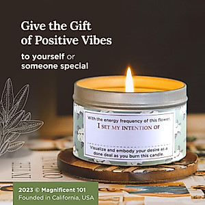 Magnificent 101 Long Lasting Gardenia Scented Smudge Candle | 6 Oz - 35 Hour Burn | All Natural Candle for Manifestation, Purification & House Energy Cleansing