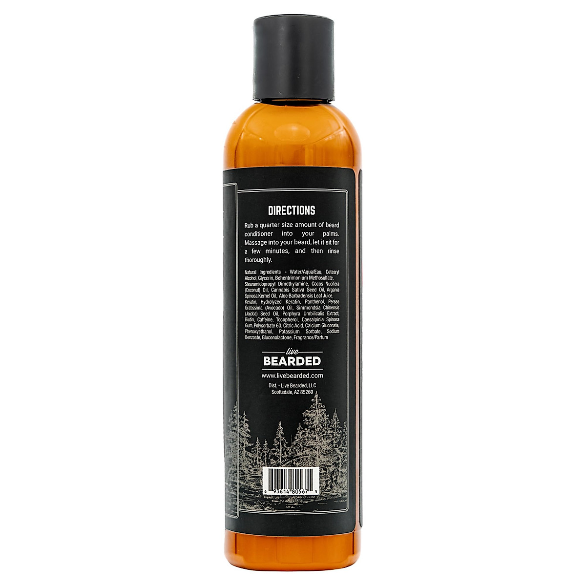 Live Bearded Beard Conditioner, 8 fl oz - Strengthens and Softens Facial Hair - Made in the USA - All-Natural Ingredients with Biotin, Caffeine | American Scent - Cedar, Pine, Vetiver, Bergamont